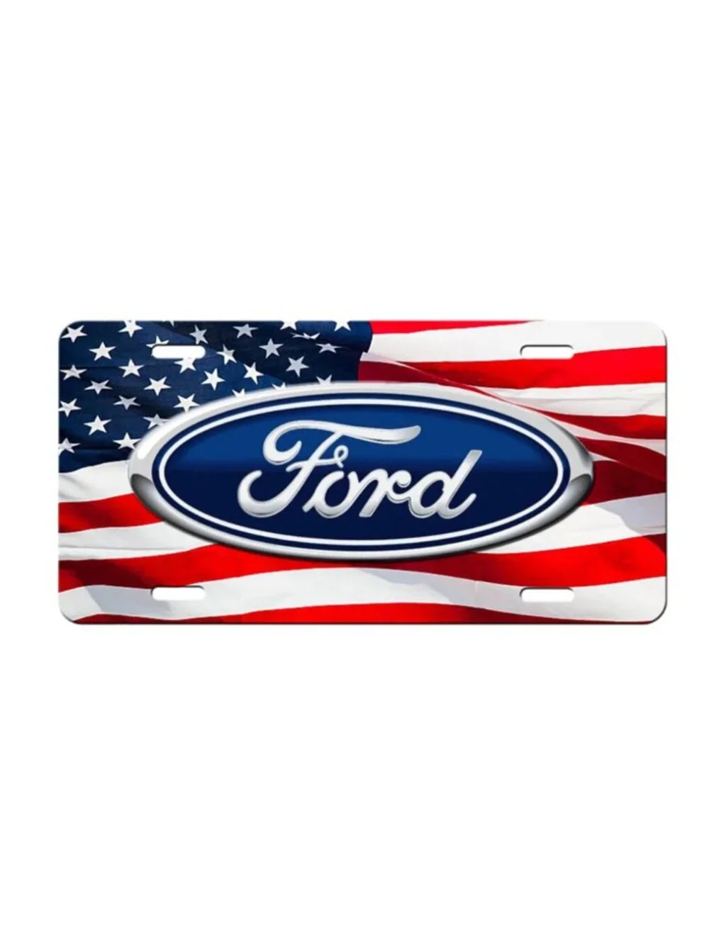 Accents | Ford Blue Oval Inspired Art On American Flag Aluminum Novelty ...